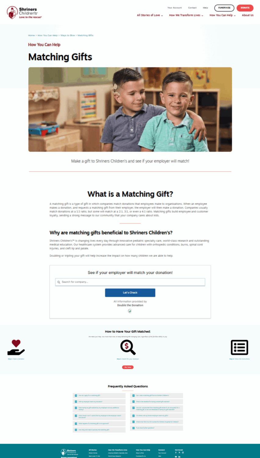 Matching Gift Web Pages: 8 Top Examples to Be Inspired By